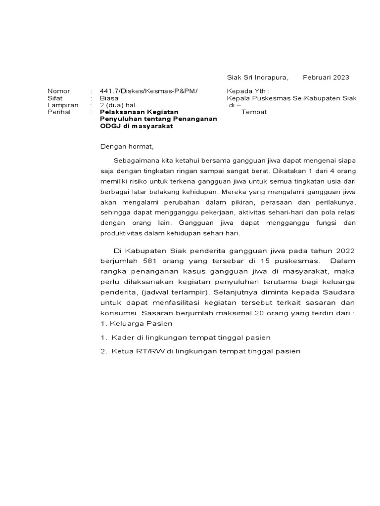 Surat Penyuluhan Odgj | PDF