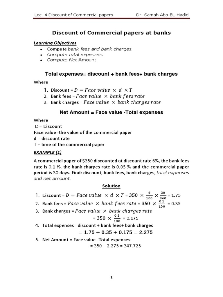 Discount of Commercial Papers at Banks | PDF | Commercial Paper ...