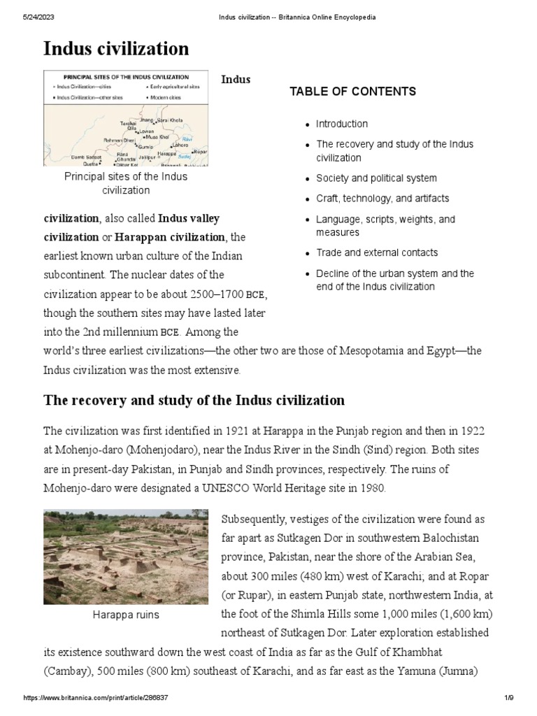 Indus Valley Civilization Overview | PDF