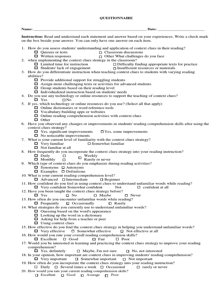 Galang_edited_questionnaire_2023[1] | PDF | Reading Comprehension | Communication
