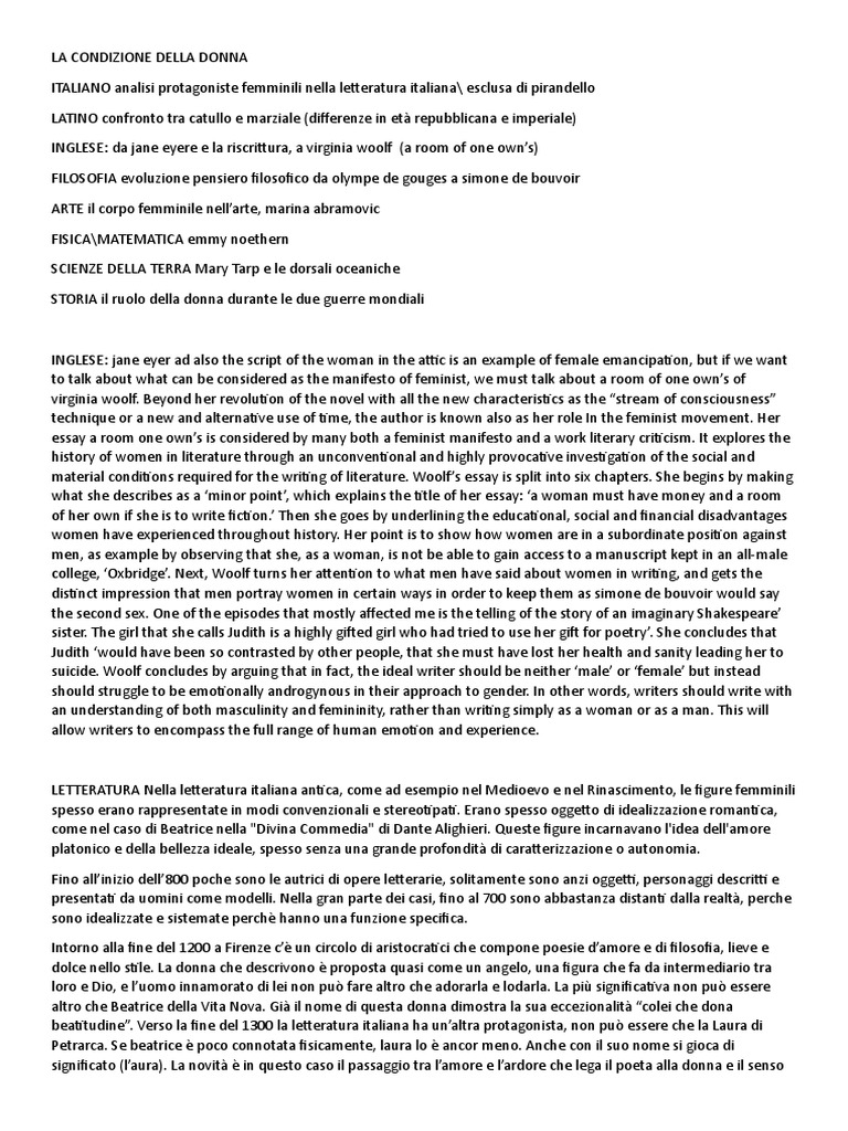 La Condizione Della Donna | PDF