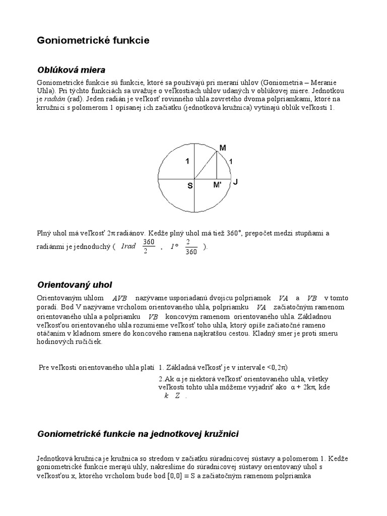 Goniometrické Funkcie 3 | PDF