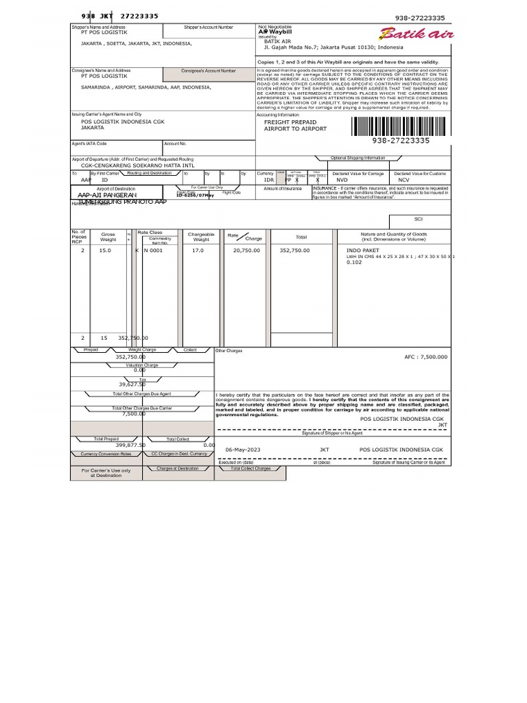 AWB No - 938-27223335 AAP | PDF