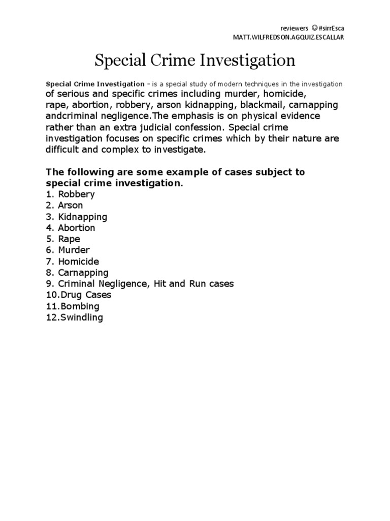 Special Crime Investigation | PDF Special Crime Investigation | PDF