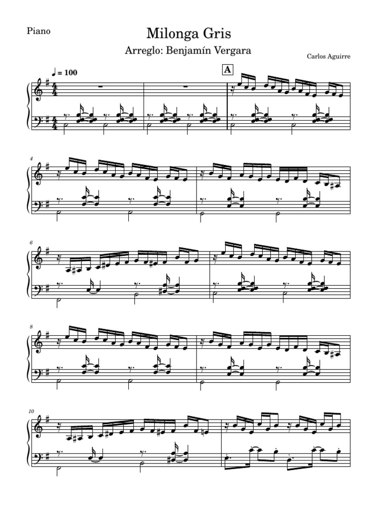 Milonga Gris-Piano | PDF