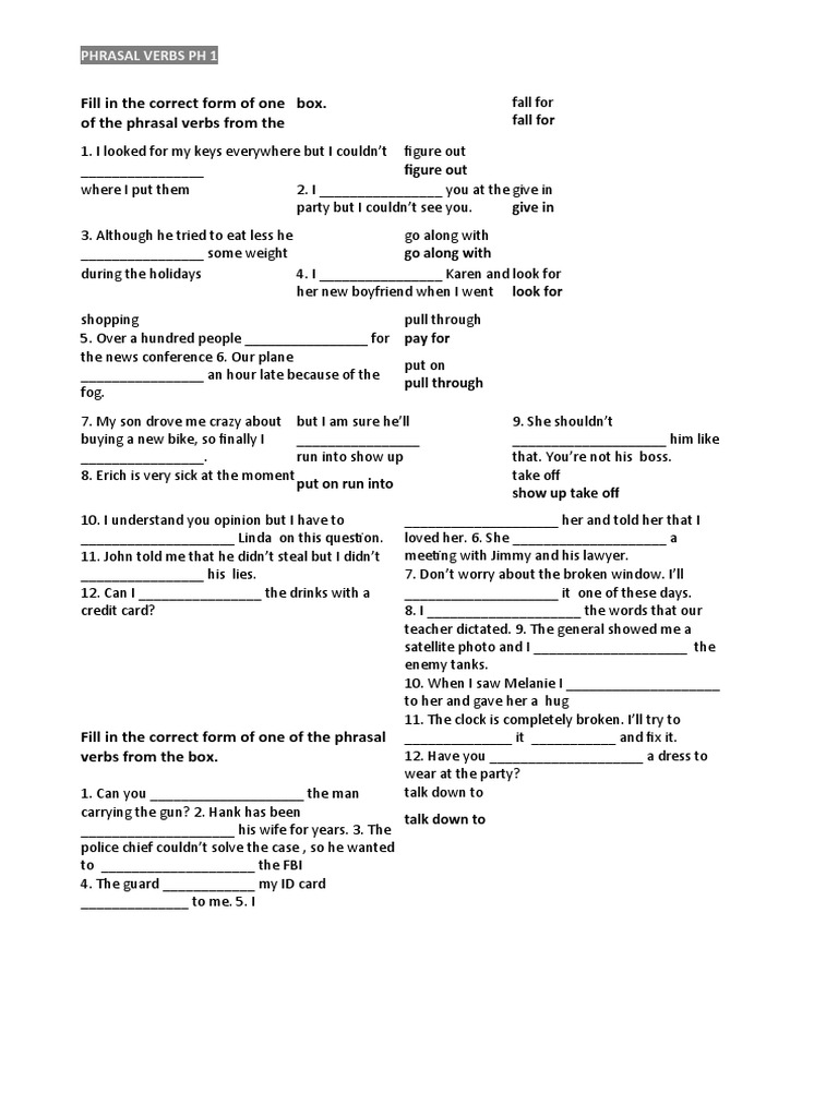 KANG WAN HOON - Phrasal Verb Exercise 2 | PDF