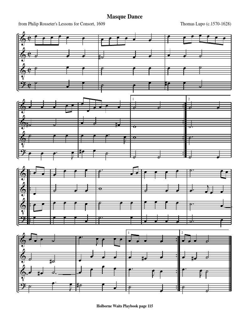 Lupo - Masque - Dance - 1609 - SATB - Score | PDF