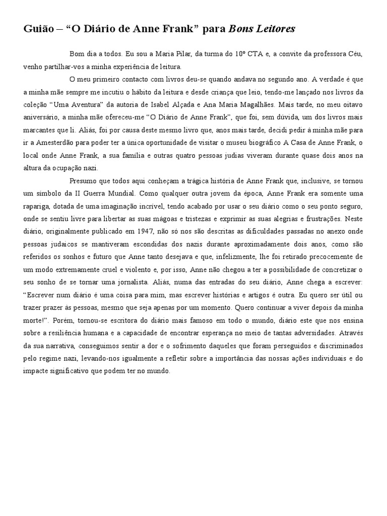 Bons Leitores - Diário de Anne Frank | PDF | Anne Frank | Alemanha nazista