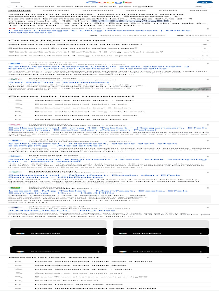 Dosis Salbutamol Anak Per KGBB - File El Penelusuran Goog | PDF