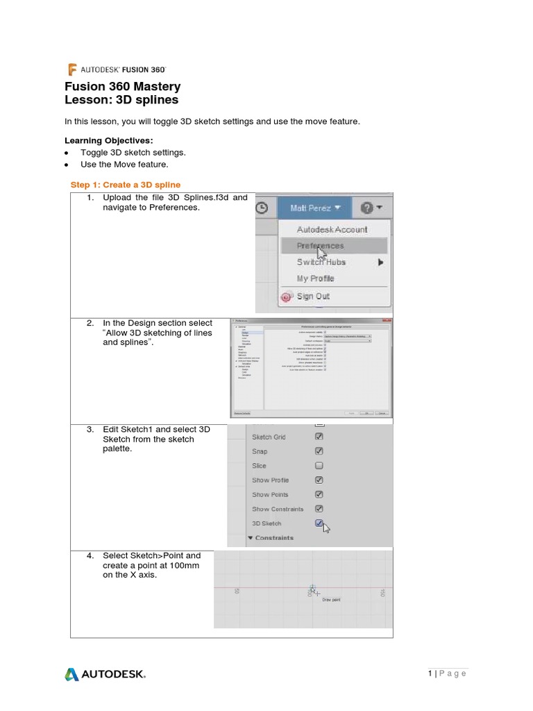 Autodesk Fusion 360 - L31!03!3D-Splines | PDF