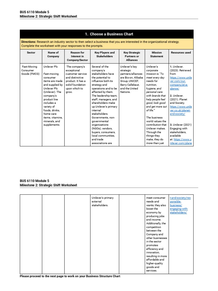 Business Chart - Strategic Shift Worksheet | PDF