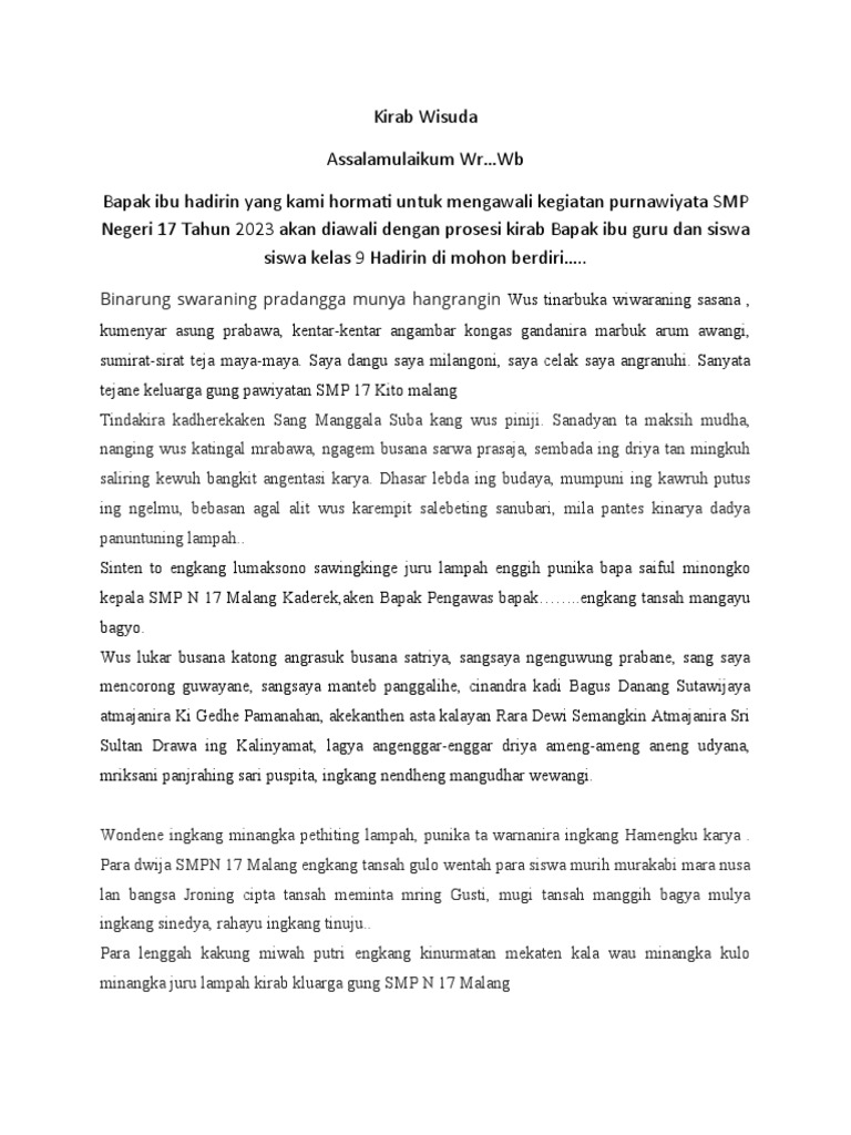 Contoh Narasi Bahasa Jawa Prosesi Kirab | PDF