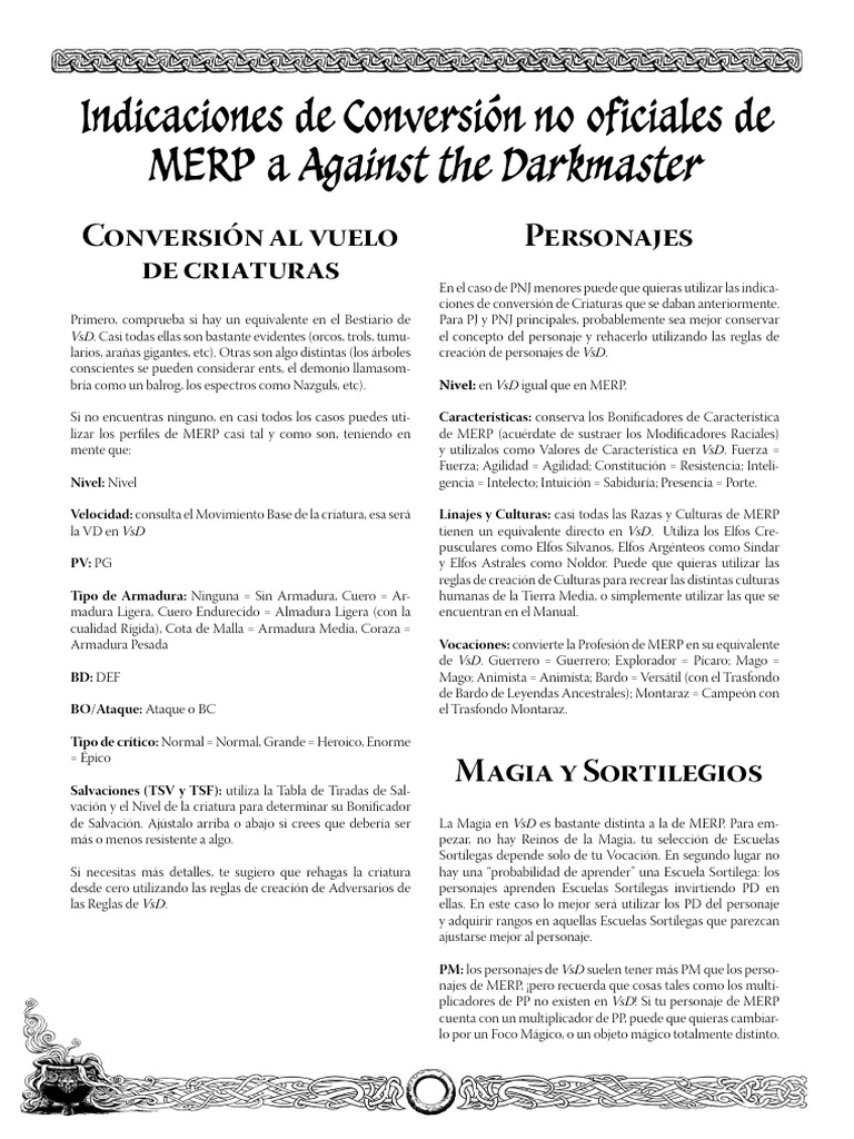 Conversion MERP VsD | PDF | Tierra Media