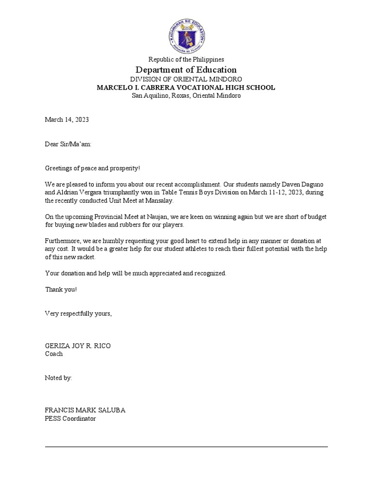 Solicitation Letter | PDF