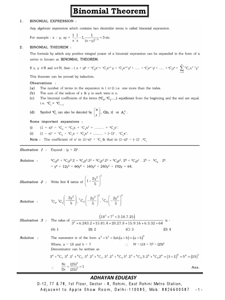 Binomial Theorem | PDF