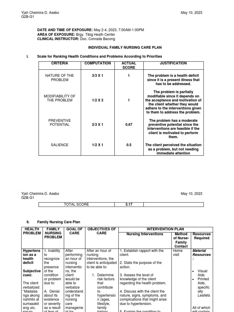 FAMILY NURSING CARE PLAN 2 | PDF | Hypertension | Obesity