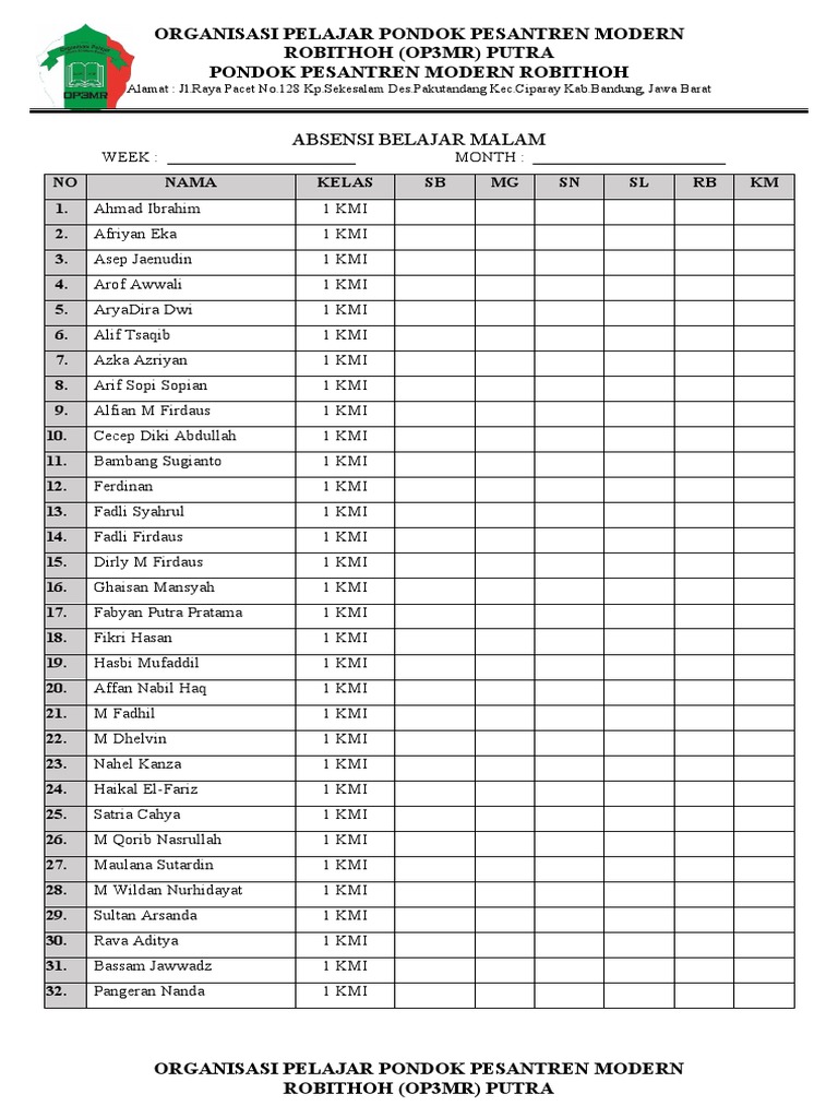 ABSENSI BELAJAR MALAM | PDF