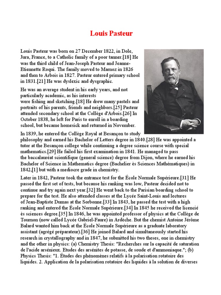 Louis Pasteur | PDF | Louis Pasteur