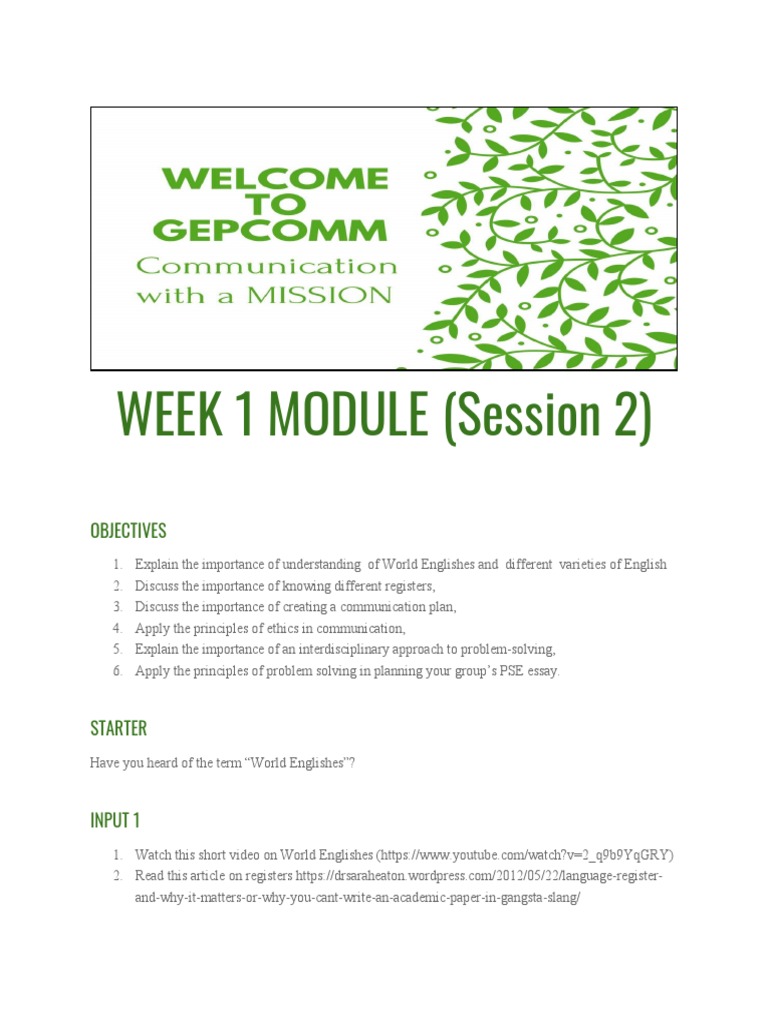 GEPComm Week 1: Communication Essentials | PDF | Communication | Essays
