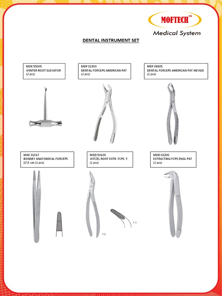 Dental Instrument Set Overview | PDF | Medical Equipment | Equipment