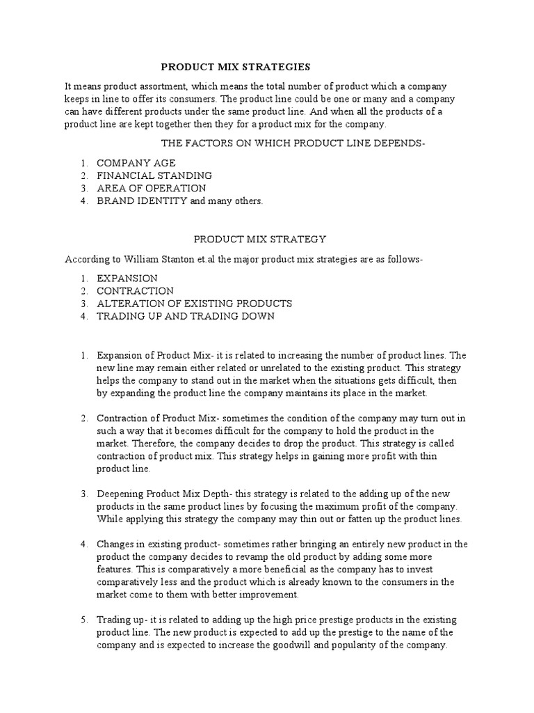 Marketing Management - Product Mix & Product Line | PDF | Packaging And ...