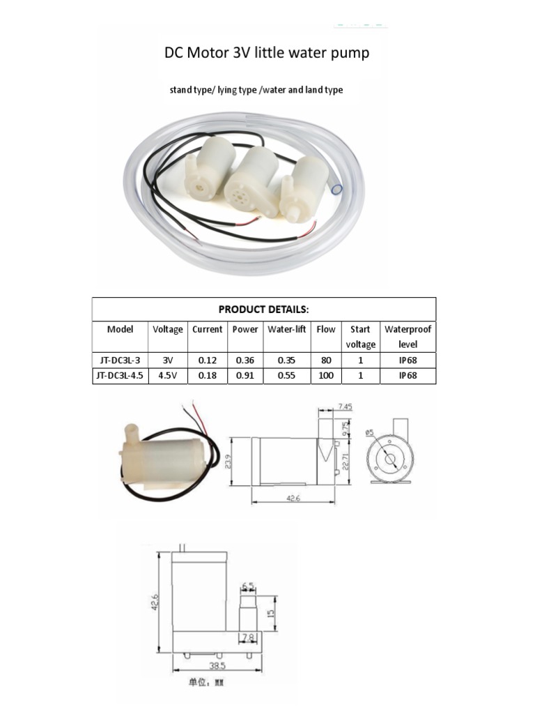 DC Water Pump Model Specifications | PDF | Technology & Engineering
