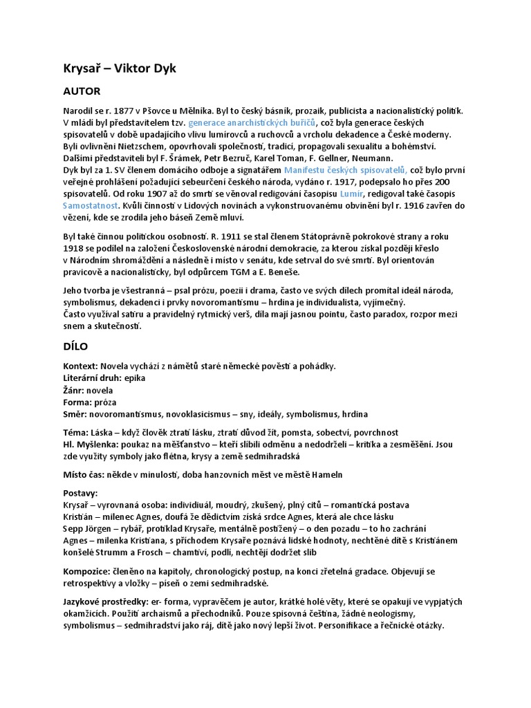 Krysař - Viktor Dyk | PDF