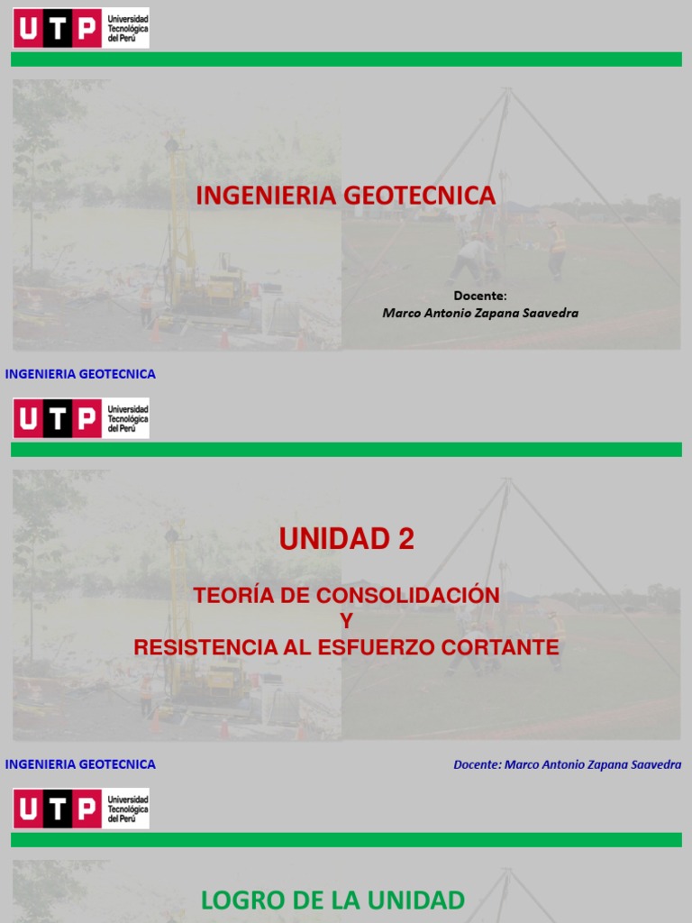 Geotecnia S06 s01 Consolidacion p1 | PDF | Mecánica | Física Aplicada e Interdisciplinaria