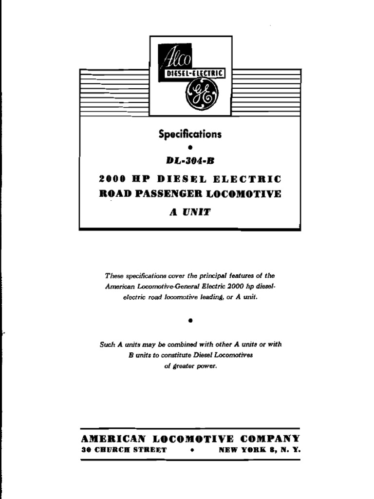 Alco Specification Pa1 DL304B Sep47 | PDF