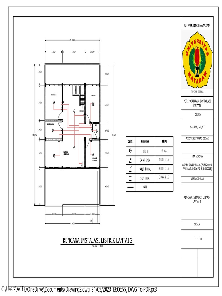 C:/Users/Acer/Onedrive/Documents/Drawing2.Dwg, 31/05/2023 13:06:55, DWG To PDF - Pc3 | PDF