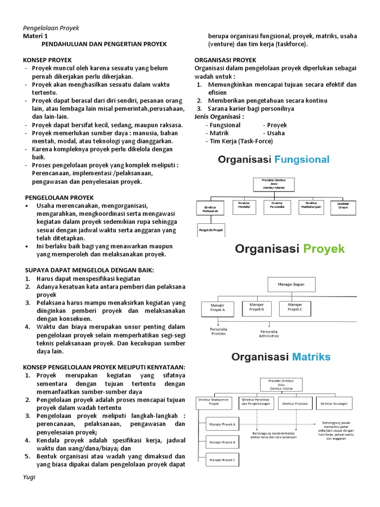 Rangkuman Pengelolaan Proyek Yug | PDF