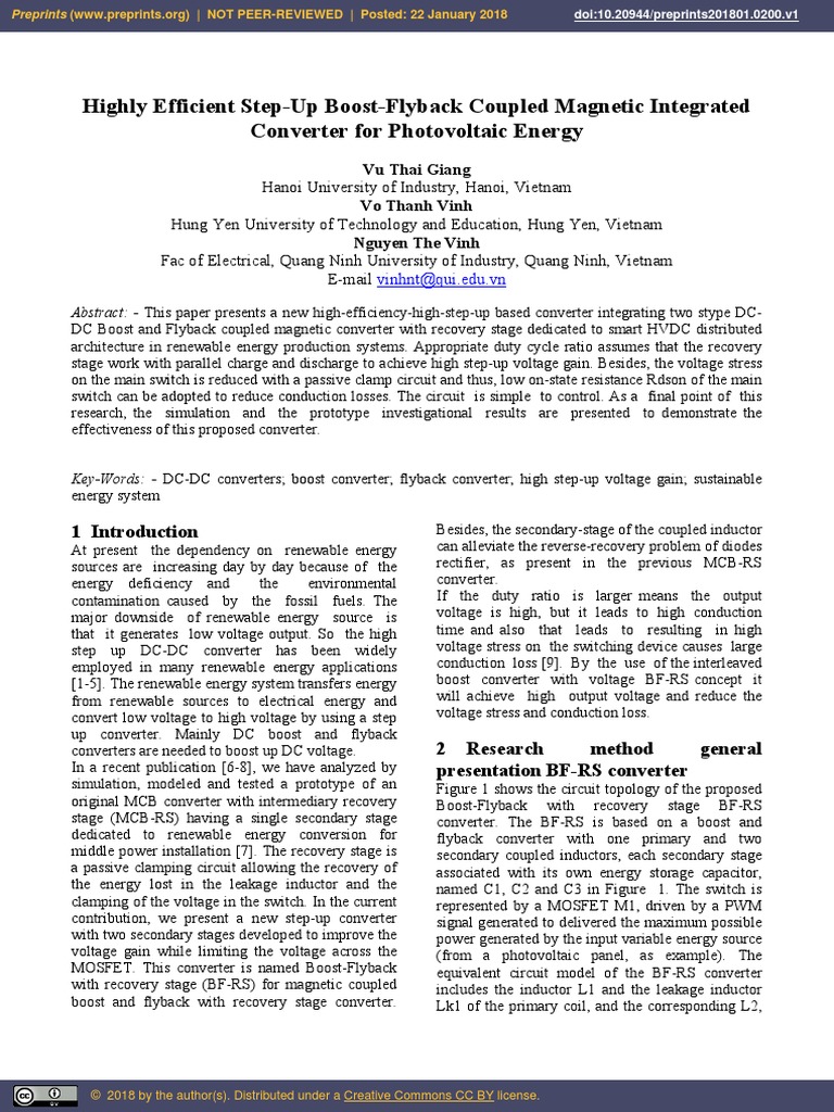 Efficient Boost-Flyback Converter for PV | PDF | Inductor | Capacitor