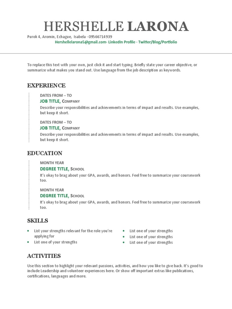 Professional Resume Template Guide | PDF | Career & Growth | Business