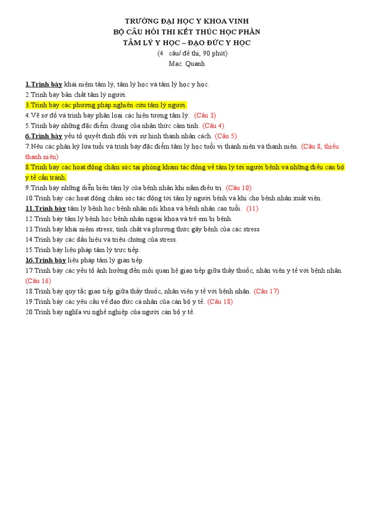 Đề Cương Tâm Lý D3b Pdf