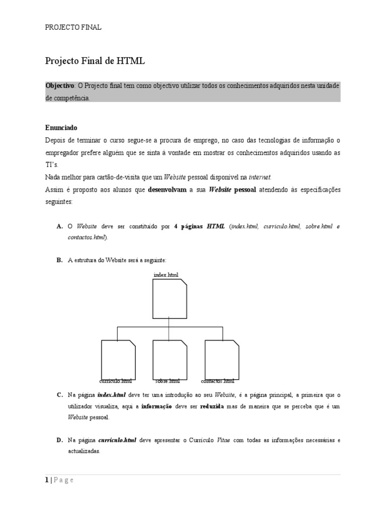Projecto Final de HTML | PDF