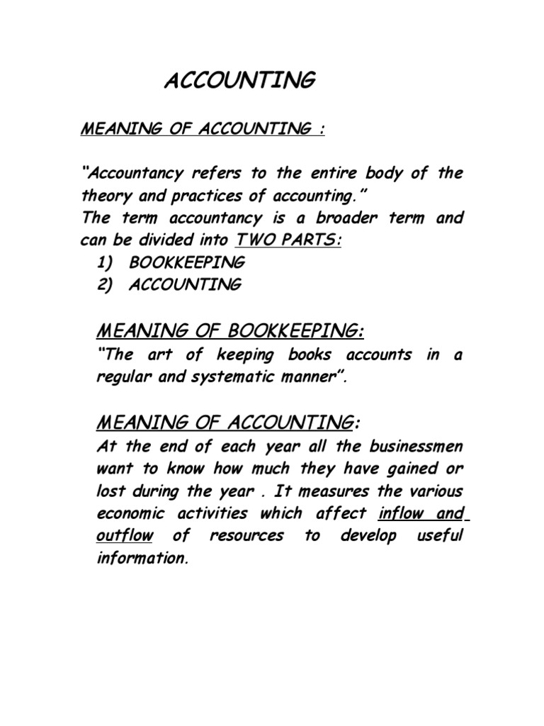 Accounting: Meaning of Bookkeeping | PDF | Accounting | Business