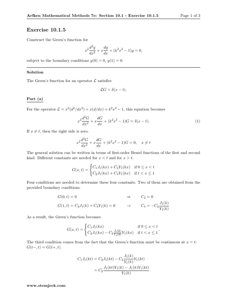 Arfken MMCH 10 S 1 e 5 | PDF | Green's Function | Mathematics