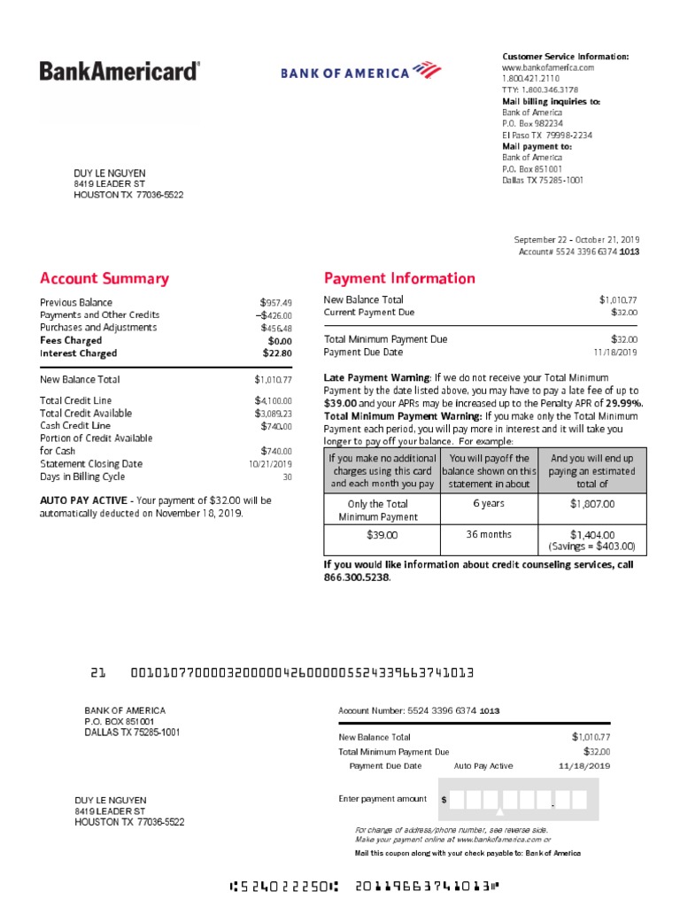 Credit Card BOA Duy | PDF | Credit Card | Annual Percentage Rate