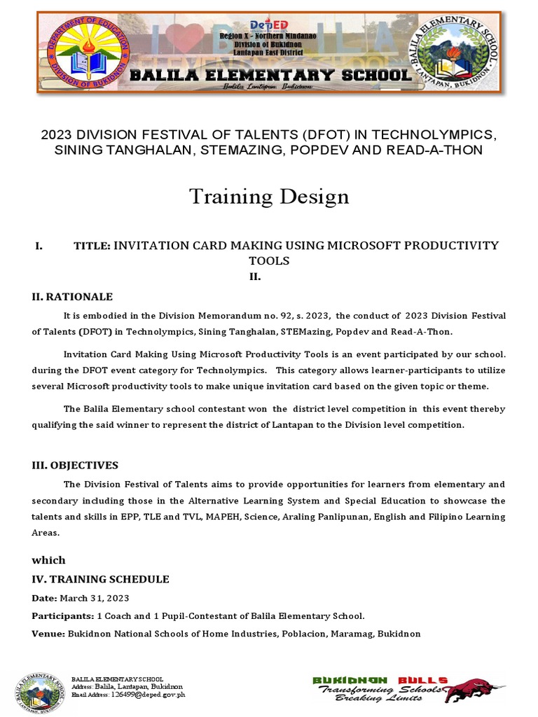 Technolympics Training Design | PDF | Cognition | Learning