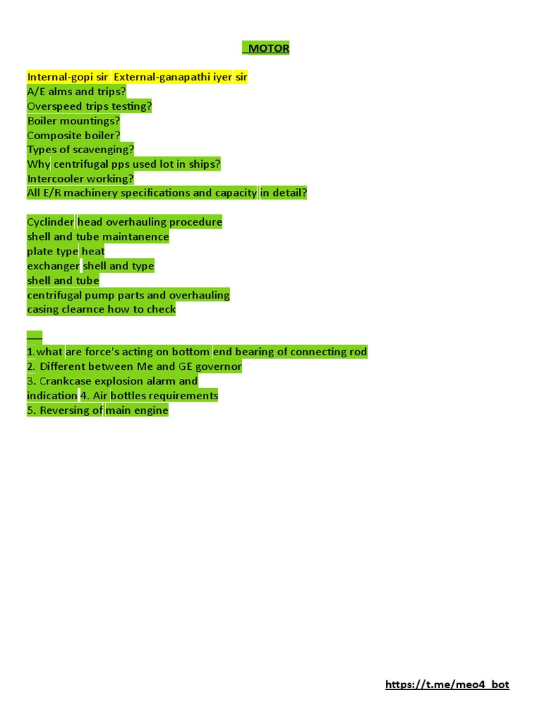 Marine Engineering FAQ & Procedures | PDF | Pump | Internal Combustion Engine