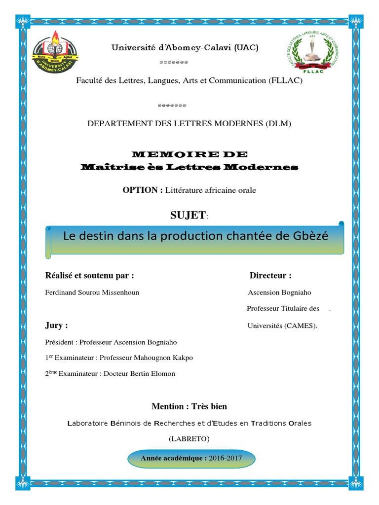 MEMOIRE VERSION FINALE - Missenhoun | PDF