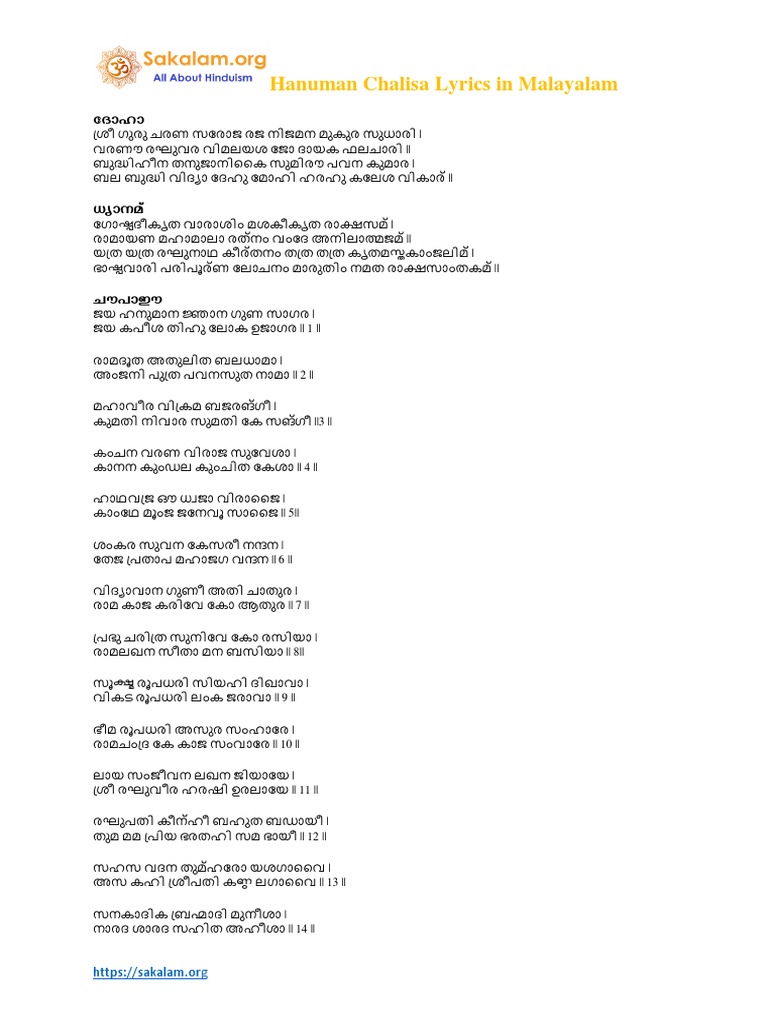 Hanuman Chalisa in Malayalam | PDF