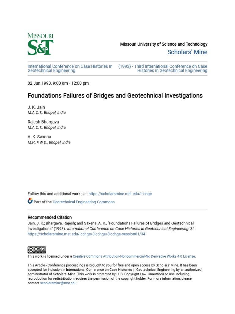 Foundations Failures of Bridges and Geotechnical Investigations | PDF ...