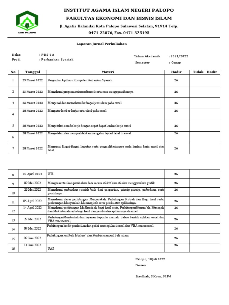 Jurnal Aplikasi Perbankan Syariah Siaulhak Jurnal - Perkuliahan Febi ...