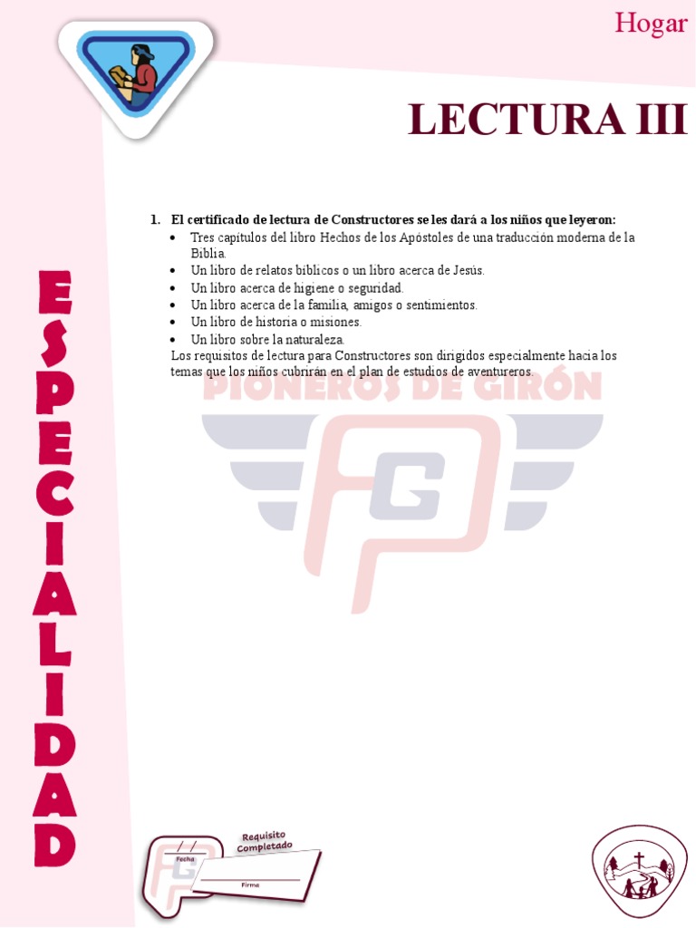 Especialidad Lectura III 2023 | PDF