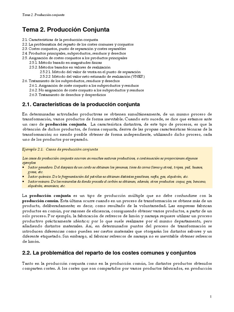 Tema 2. Producción conjunta | PDF | Aceite de oliva | Residuos