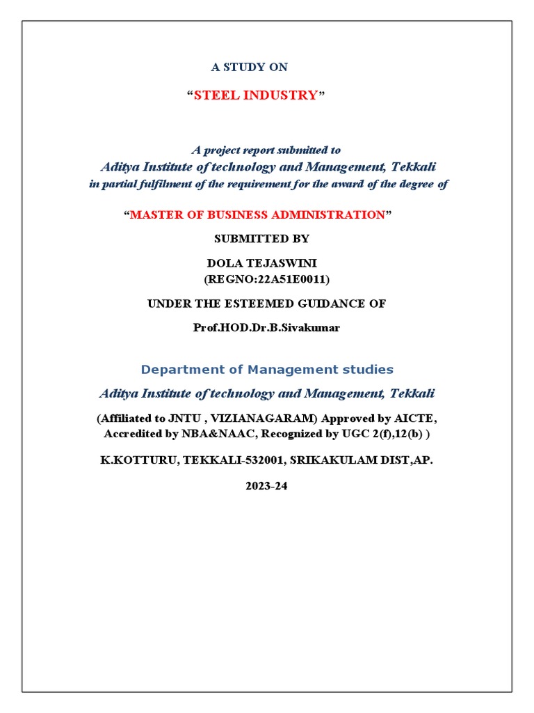 Steel Project | PDF | Business | Economies