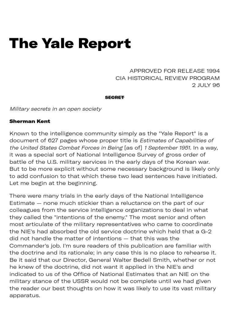 The Yale Report | PDF | United States Navy | Classified Information
