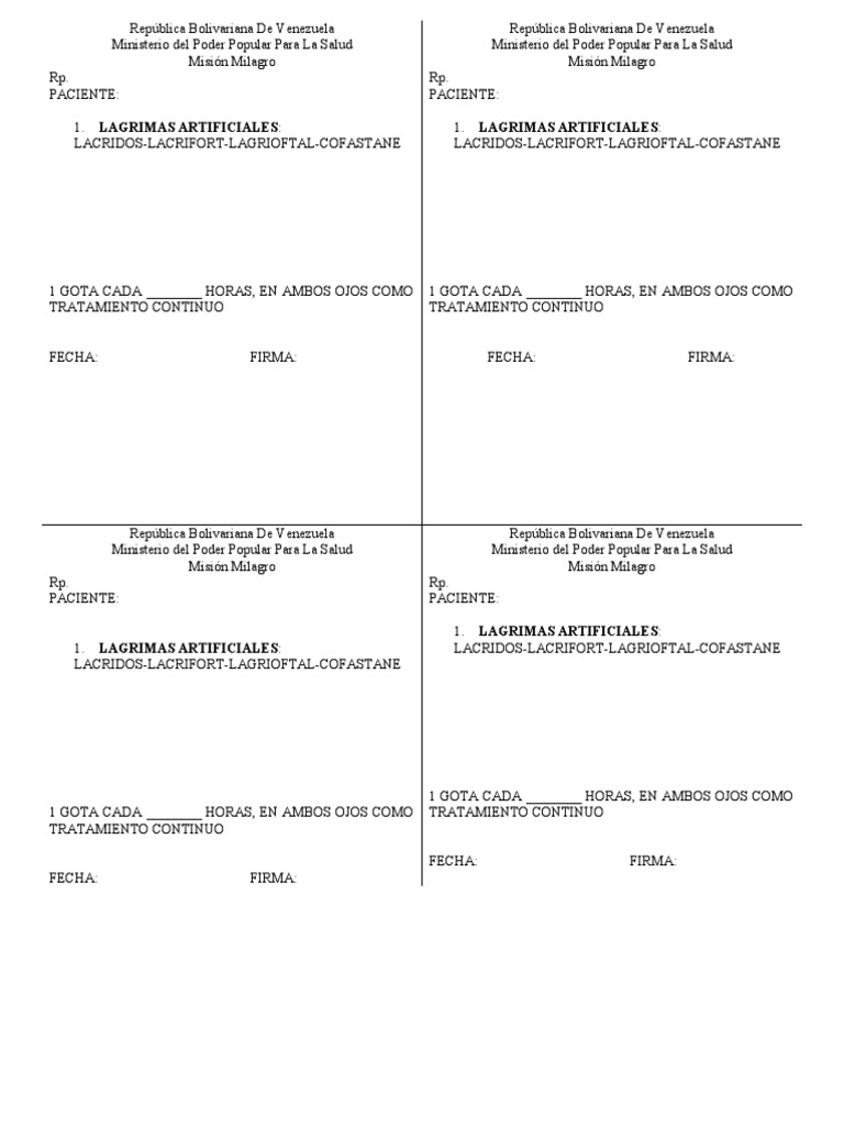Recipes Tratamiento Lagrimas Artificiales | PDF