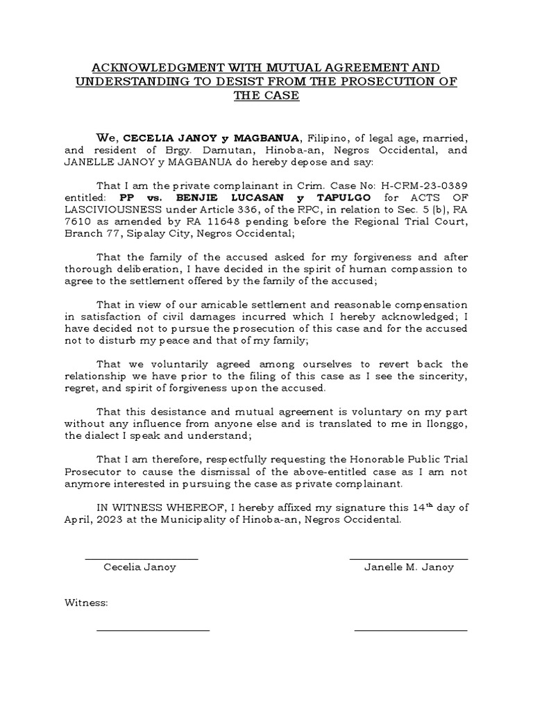 Acknowledgment and Desistance | PDF